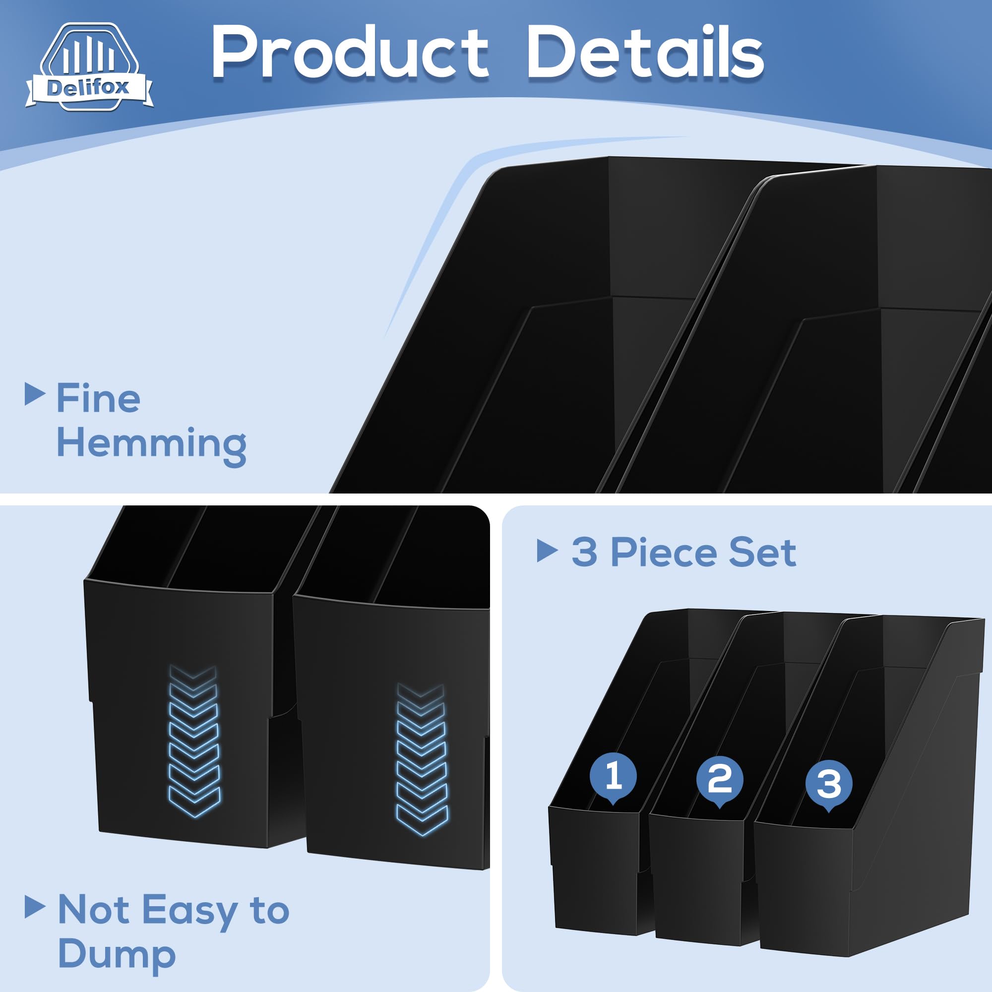 Snapklik.com : 3 Pack Magazine Rack, Plastic File Folder Bin Desk ...