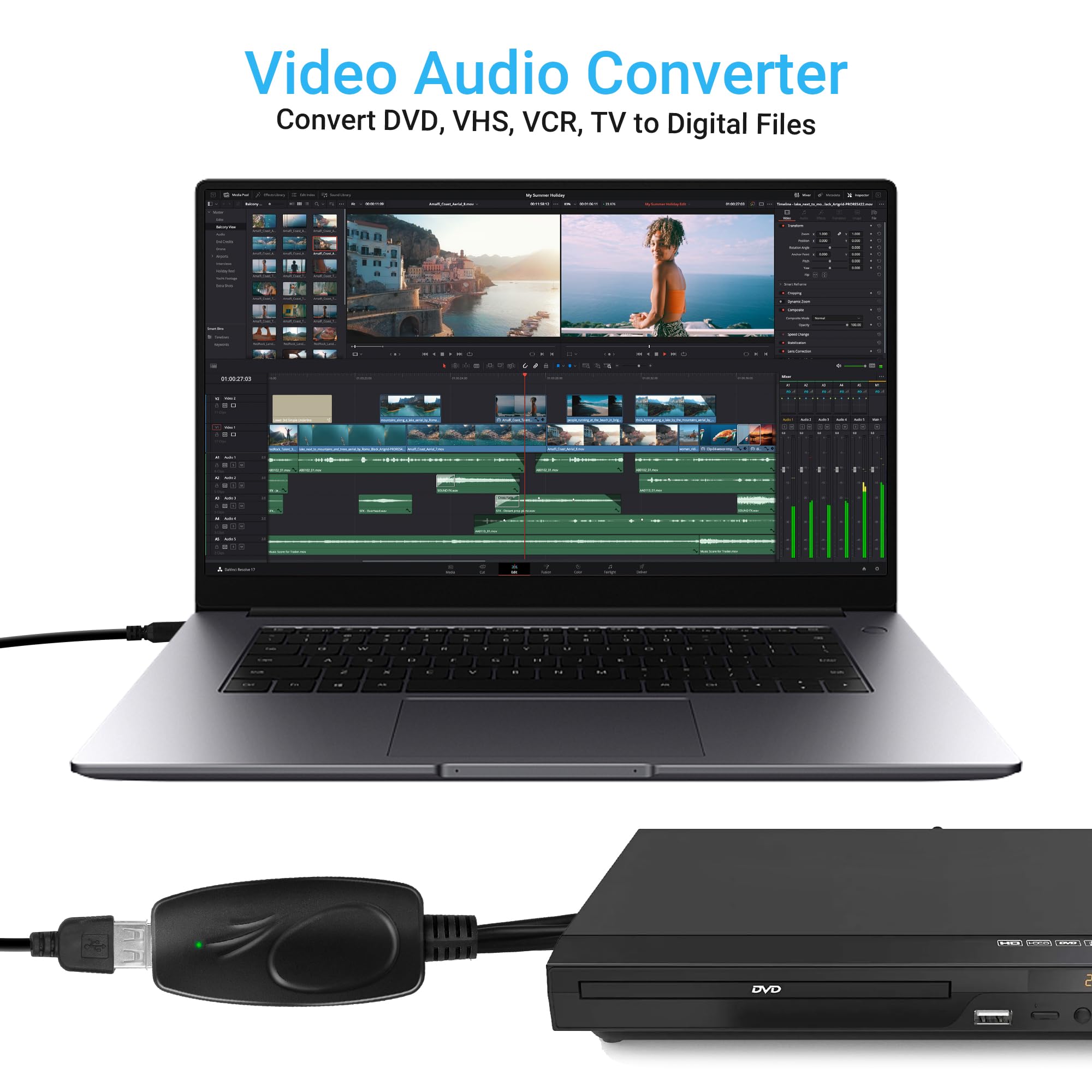 Snapklik.com : USB Audio Video Capture Card, VHS VCR TV To DVD ...