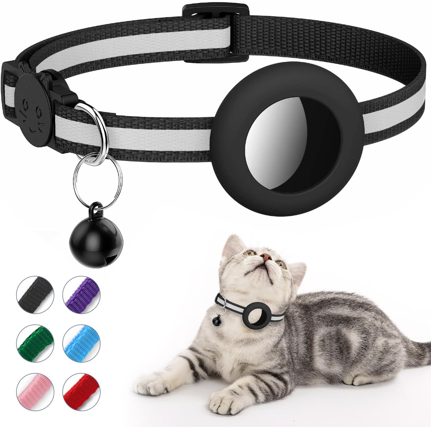 DOETYD Airtag Cat Collar, Reflective Air tag Cat Collar with Bell ...