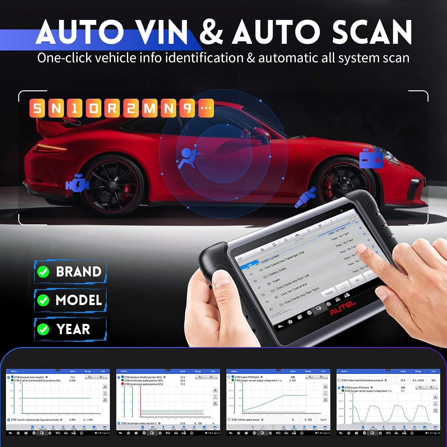 2021 Autel MK808 OBD2 Diagnostic Scanner with All System Scan and 25 ...