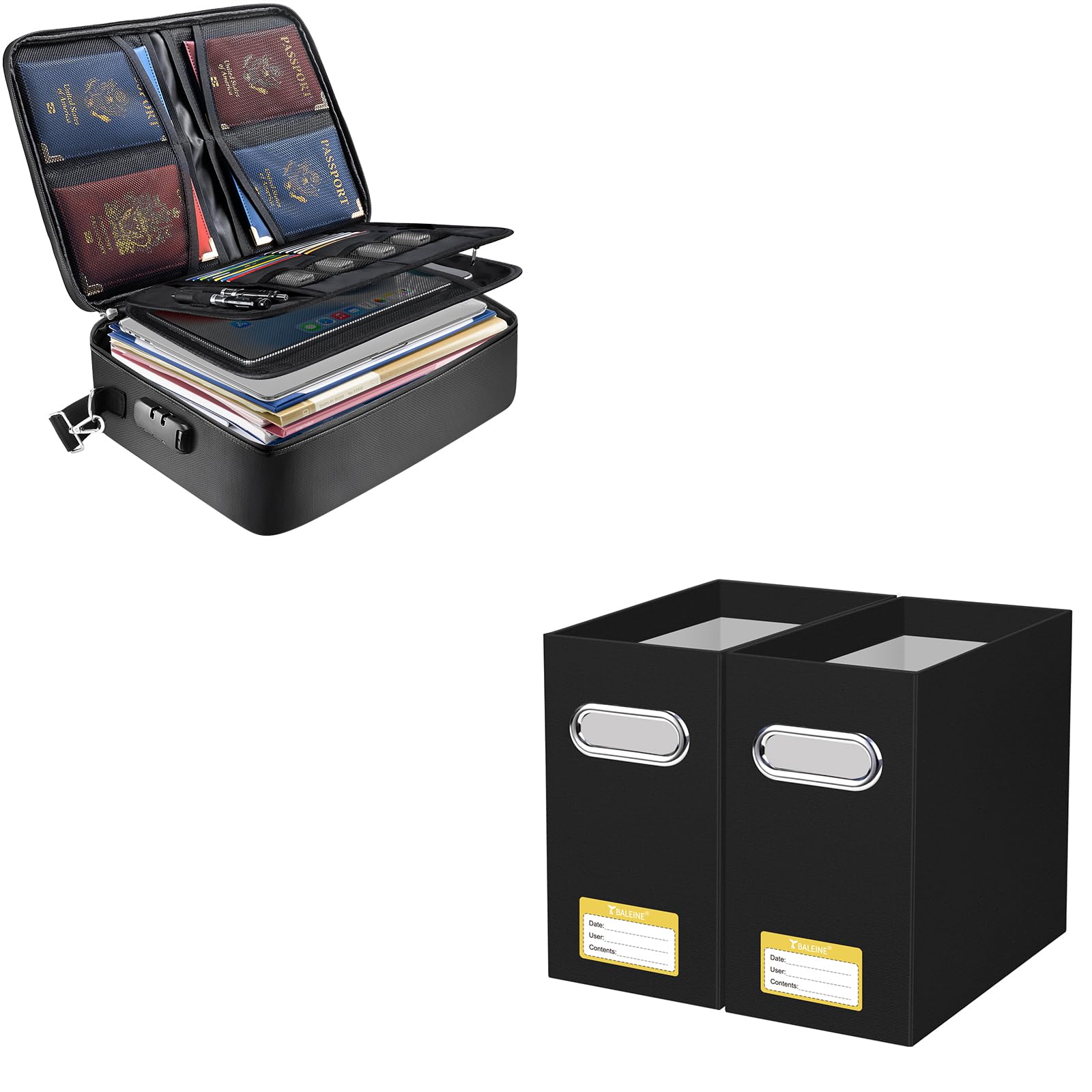 Amazon.com: BALEINE Fireproof Ducument Bag + File Organizer 2 Pack ...