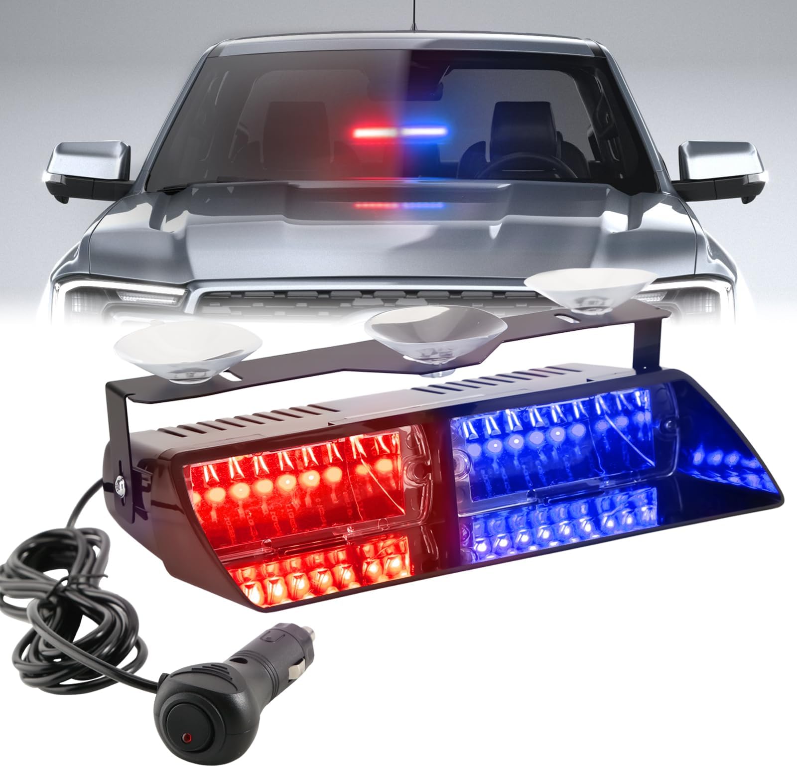 Amazon.com: LED Blue Red Emergency Strobe Dash Lights for Police Cars ...