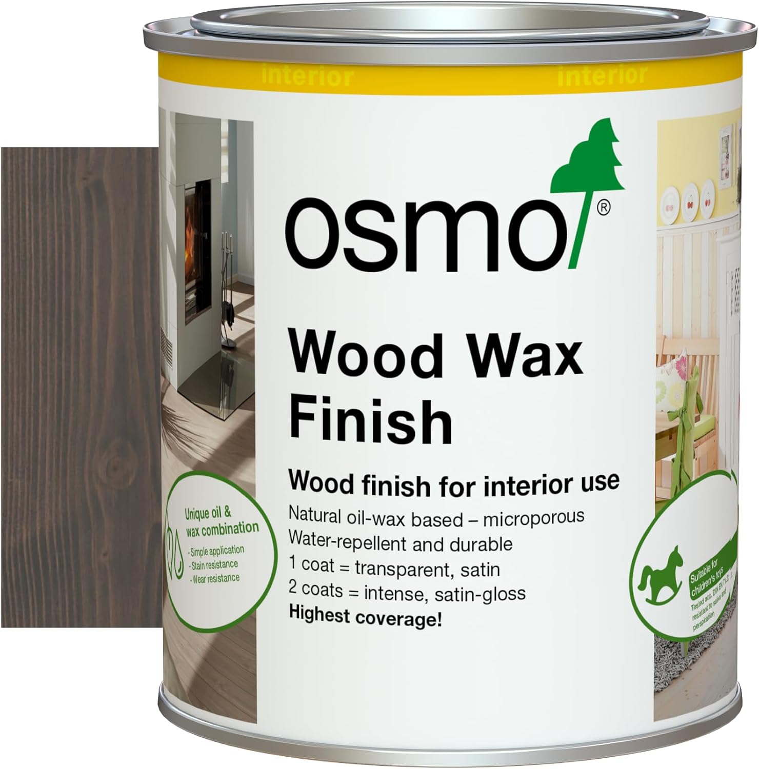 Osmo Wood Wax Finish 3118, Granite Grey Satin Finish, 750ml - Durable ...