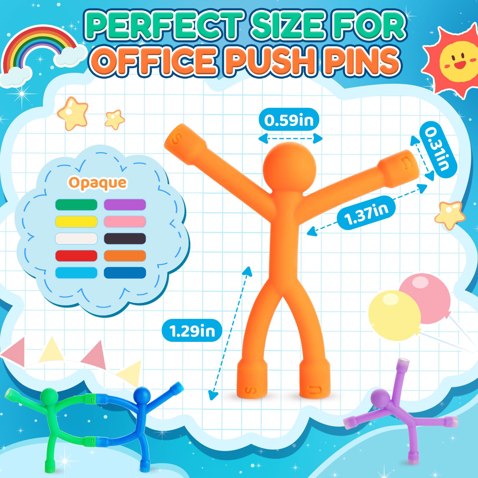 Snapklik.com : 10 Pack Magnetic Push Pins, Magnet Men, Colorful ...