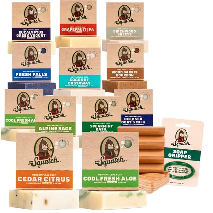 Amazon.com : Dr. Squatch 12 Pack Men's Natural Bar Soap, Soap Saver ...