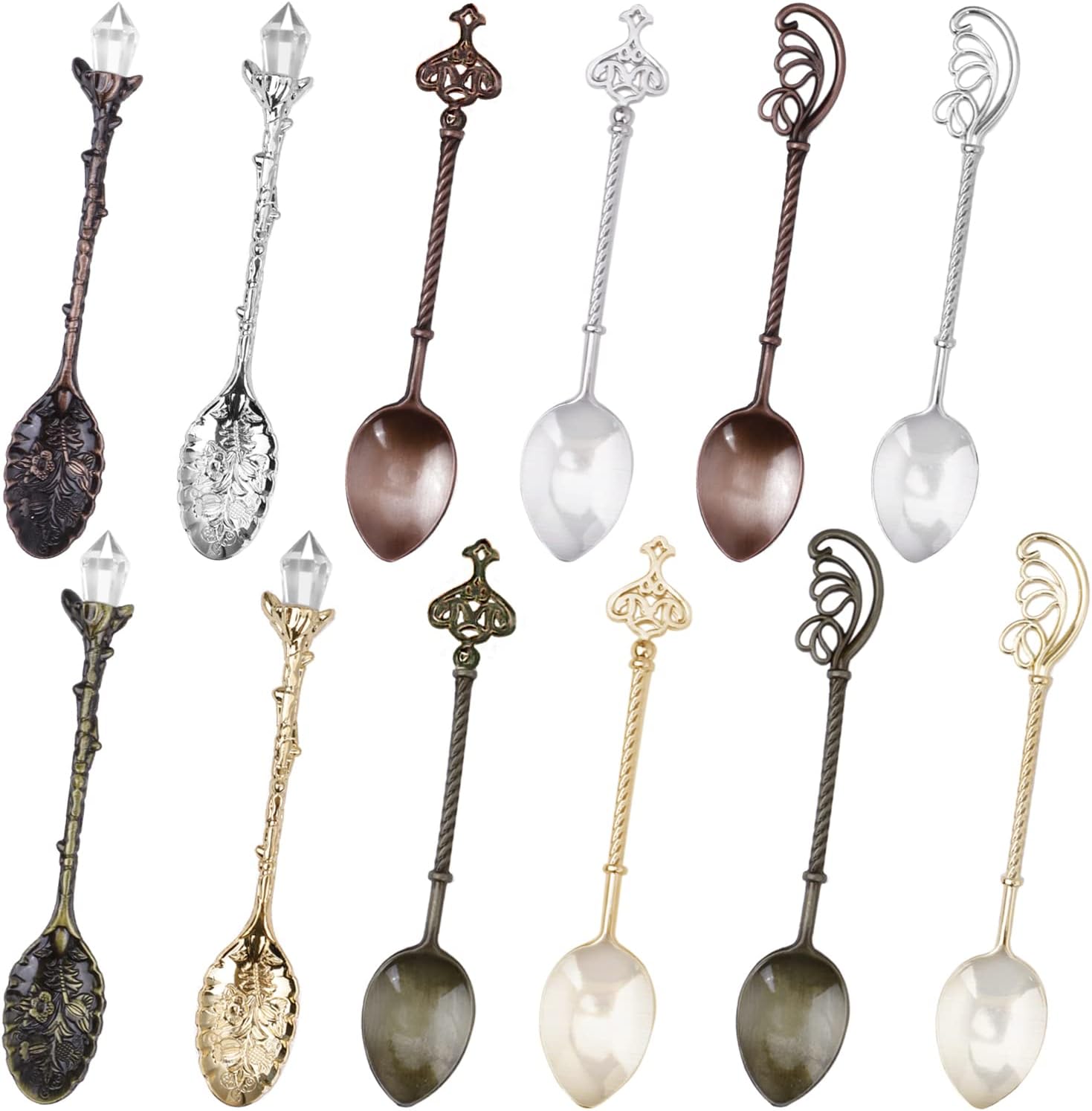 Amazon.com: HOSTK Retro Spoons, Crystal Alloy Coffee Spoons, Vintage ...