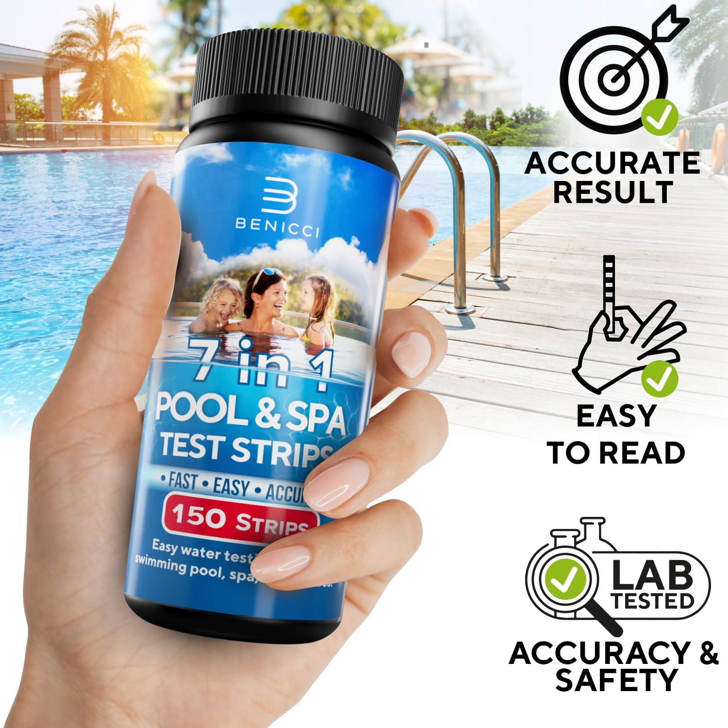 Snapklik.com : 7-in-1 Accurate Pool Test Strips - 150 Hot Tub Spa Test ...