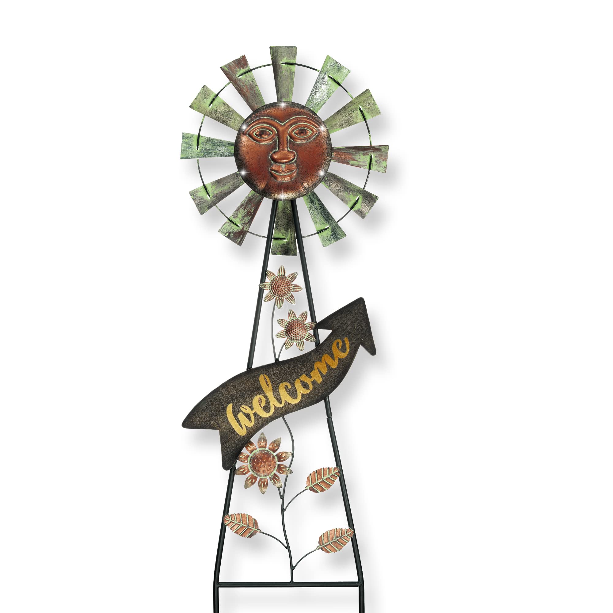 Bronze Metal Garden Ornament Solar Powered Garden Wind Spinner – 37 ...
