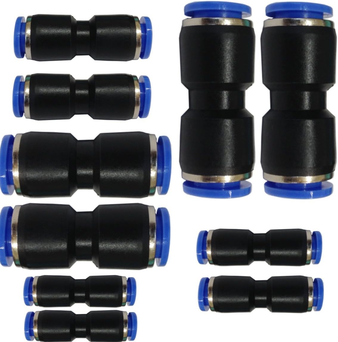 Pack of 12 Assorted Metric Equal Straight Speed fit air line Push fit ...
