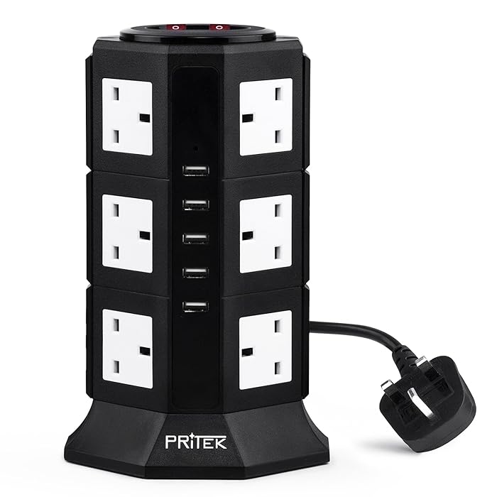 Buy Extension Lead, PRITEK 12 Outlets Extension Socket 10A/2500W 1000J ...