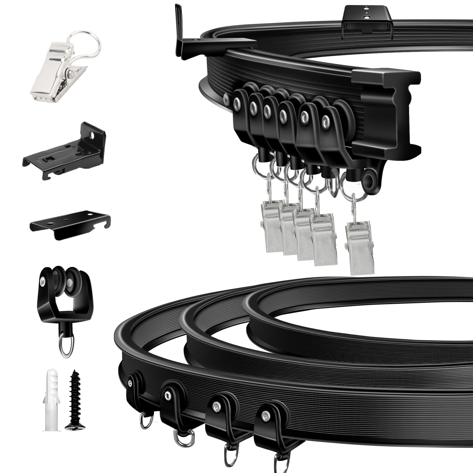 Buy TOKPLNUCeiling Curtain Track Black Flexible Bendable Curtain Track ...