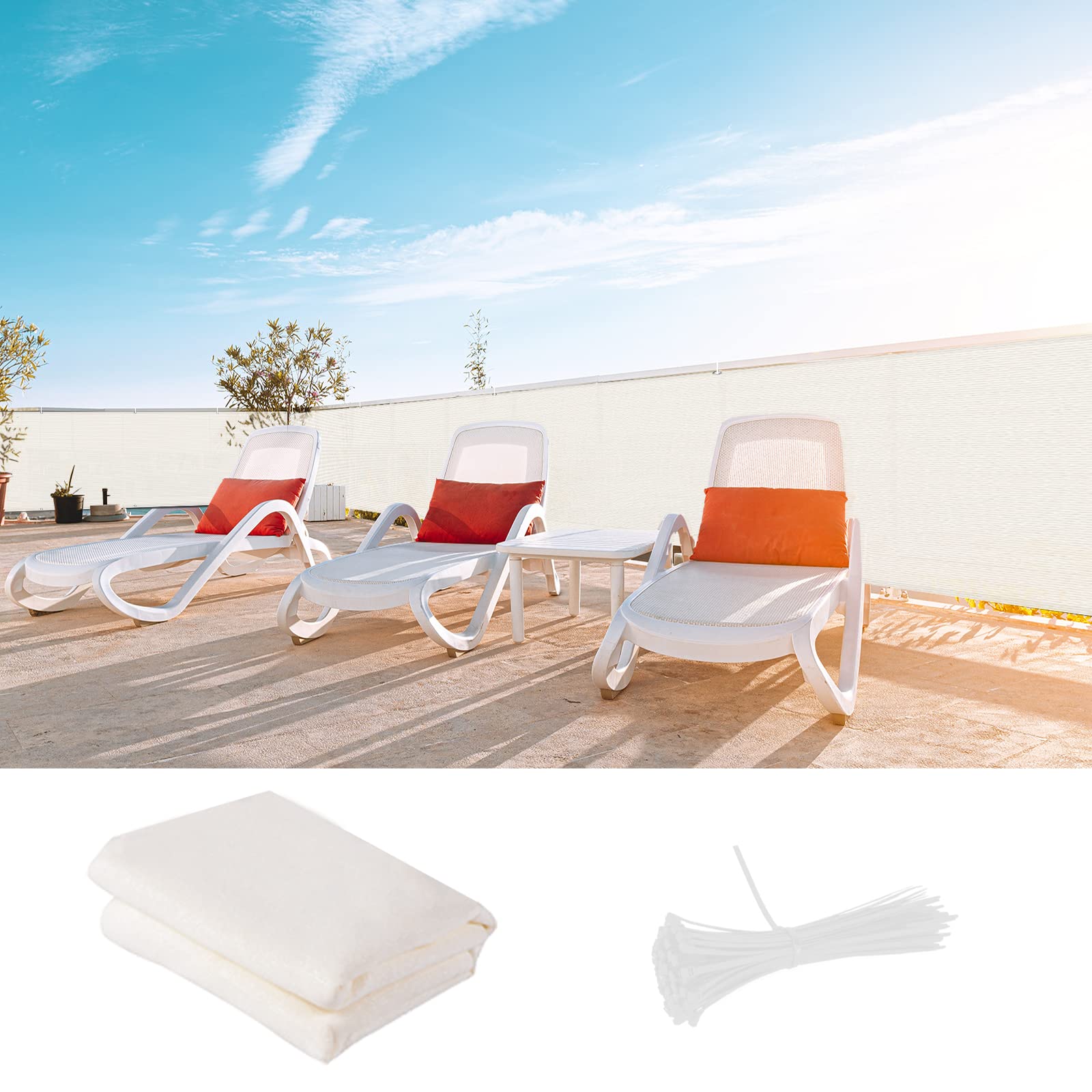 Snapklik.com : LOVE STORY Custom Size 3x19 White Balcony Privacy Screen