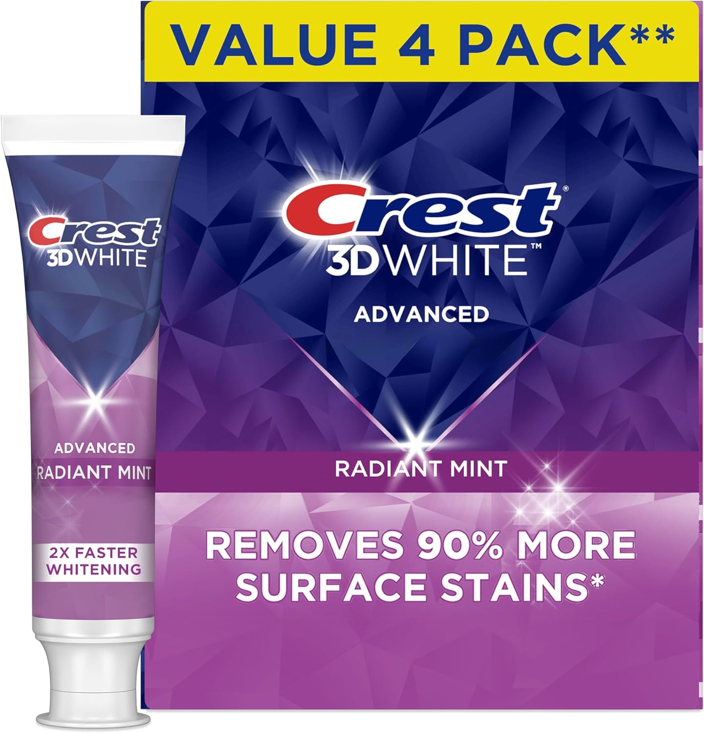 Crest 3D White Toothpaste Advanced Whitening Radiant Mint, 280 mL Total ...