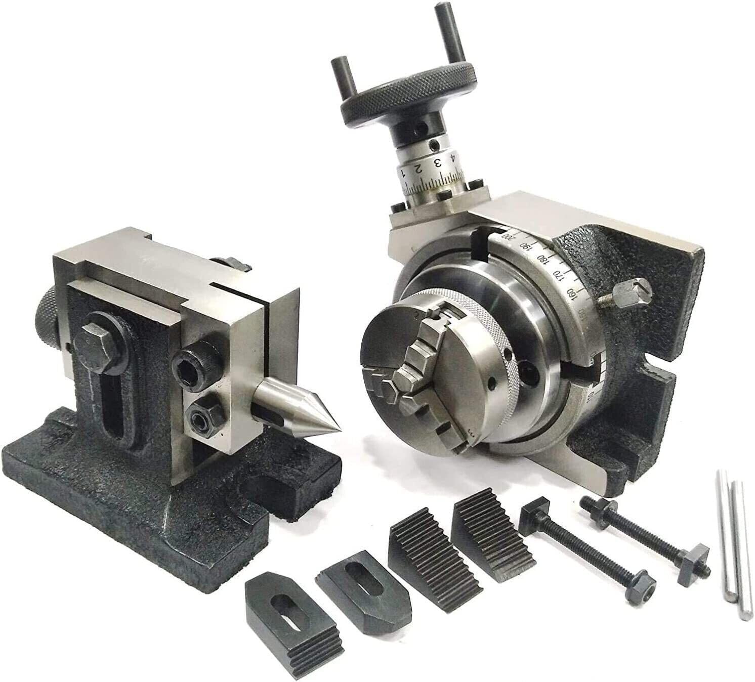 GRIP-FAST 4"/100 Rotary Table, M6 Clamp Kit With 65 mm 3 Jaw Self ...