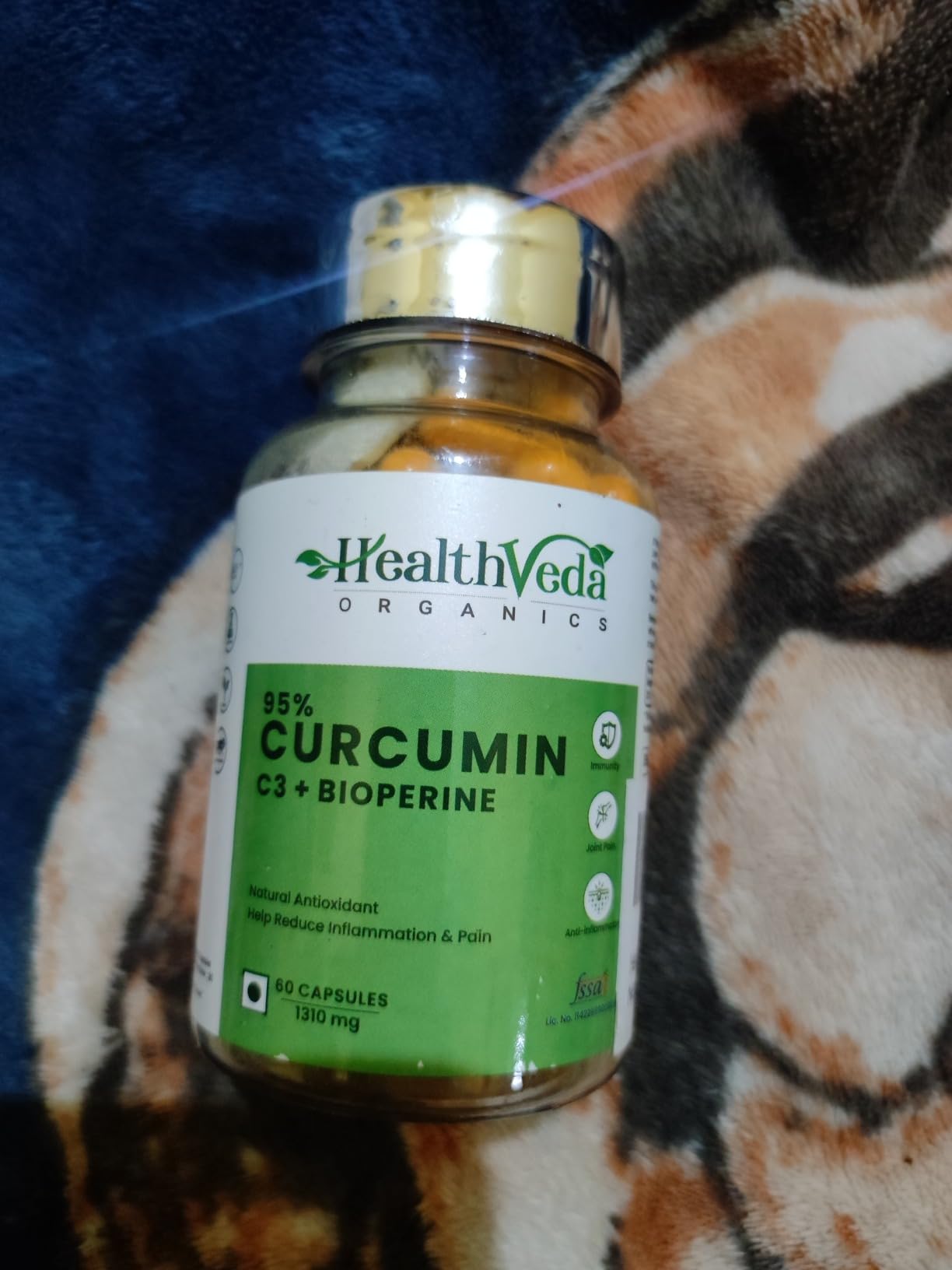 Health Veda Organics Curcumin C3 + Bioperine Supplements, 1310 Mg | 120 ...