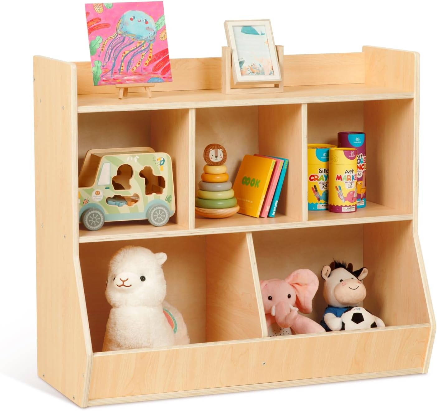 Amazon.com: OOOK Montessori Toy Shelf, Toy Storage Shelves, Wooden ...