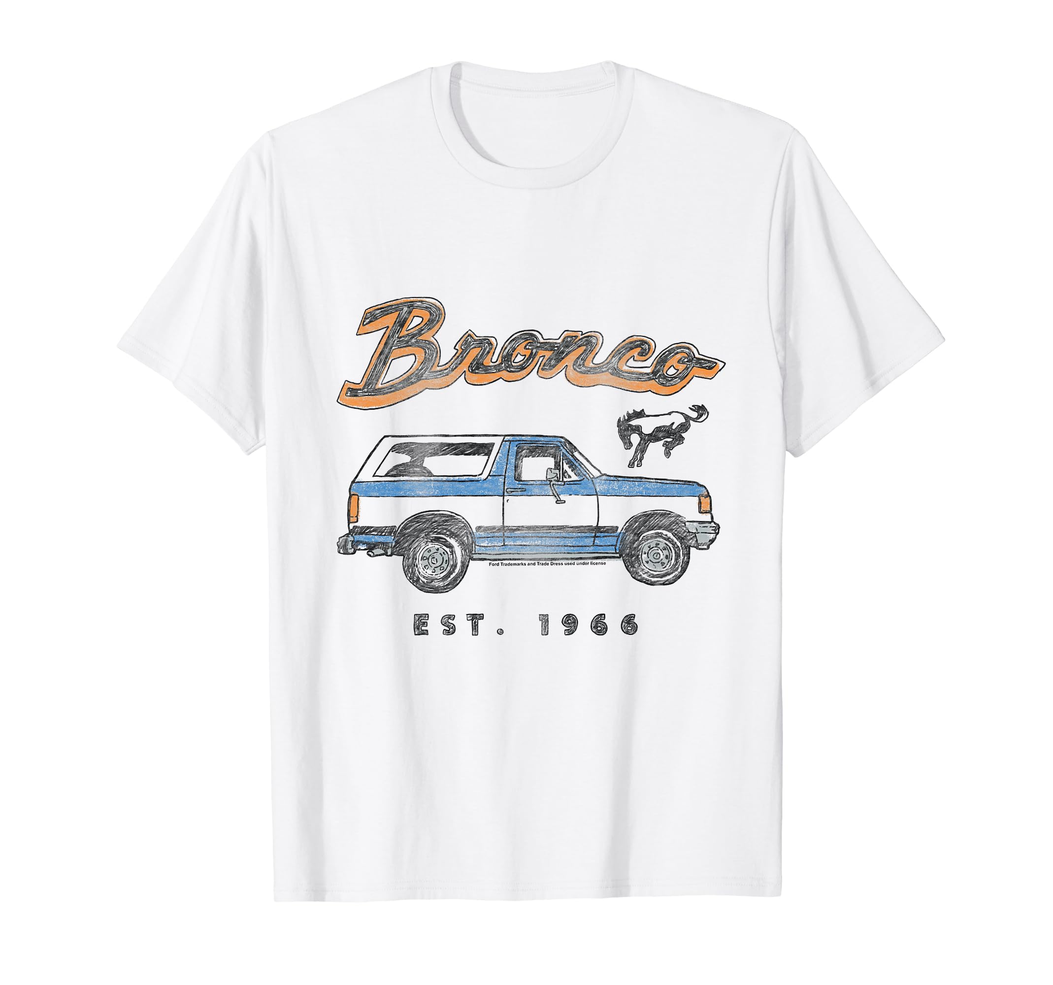 Amazon.com: Ford - Bronco Logo EST 1966 T-Shirt : Clothing, Shoes & Jewelry