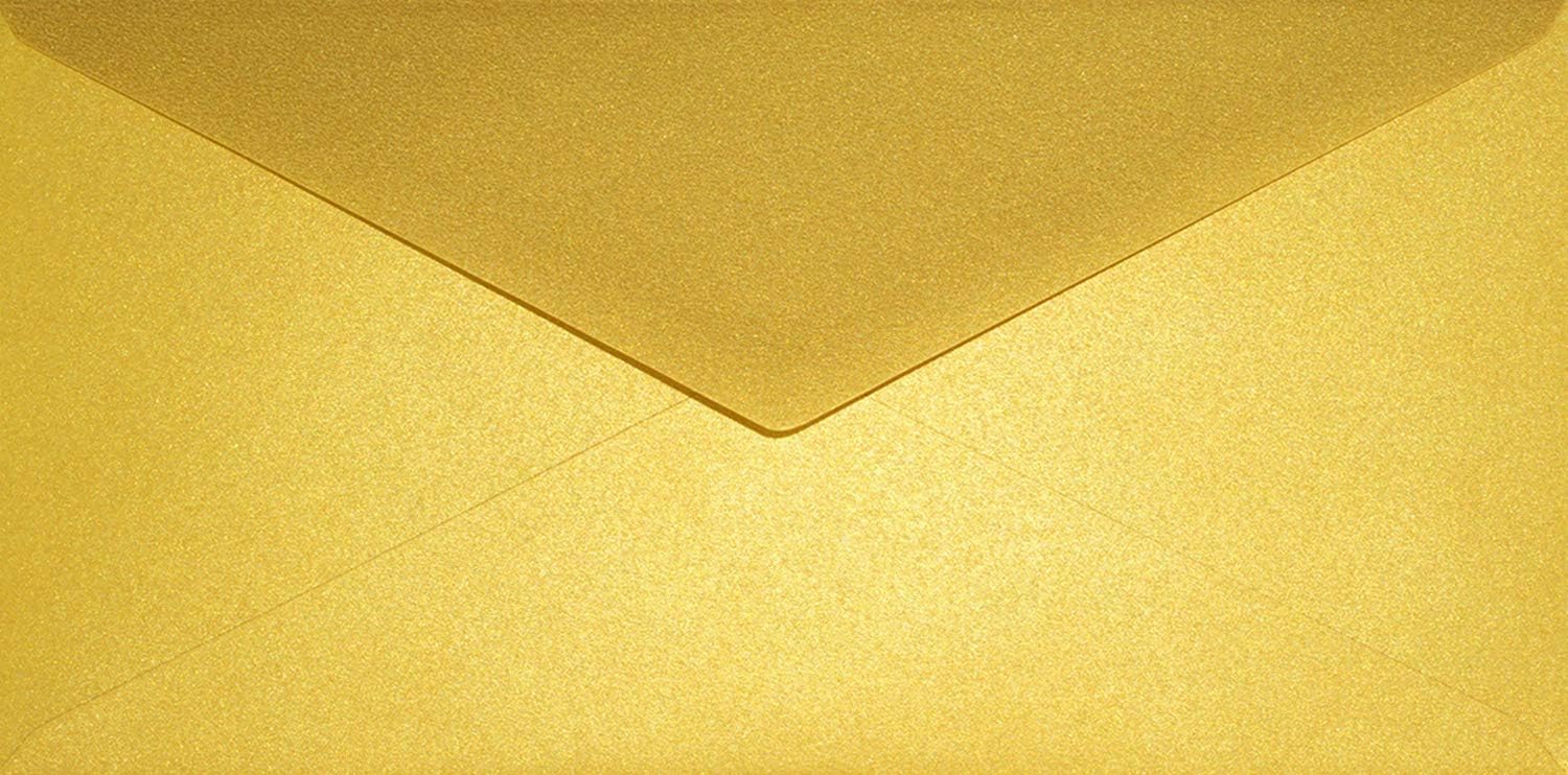 Netuno 25 Long Gold Pearlescent envelopes DIN DL 110x220mm 8.66x4.33 ...