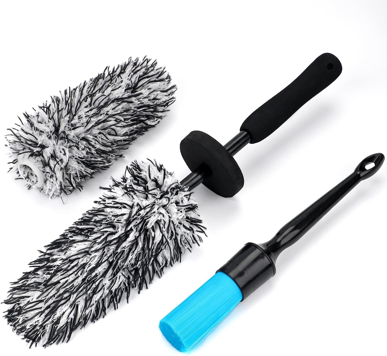 Microfiber Wheel Cleaning Brush with Car Detailing Brush, Flat and ...