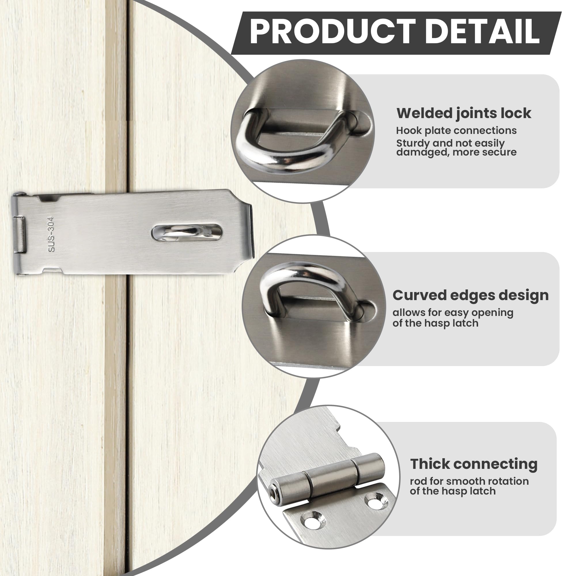 Snapklik.com : Alise Door Lock Hasp Latch, 5 Inch SUS 304 Stainless ...