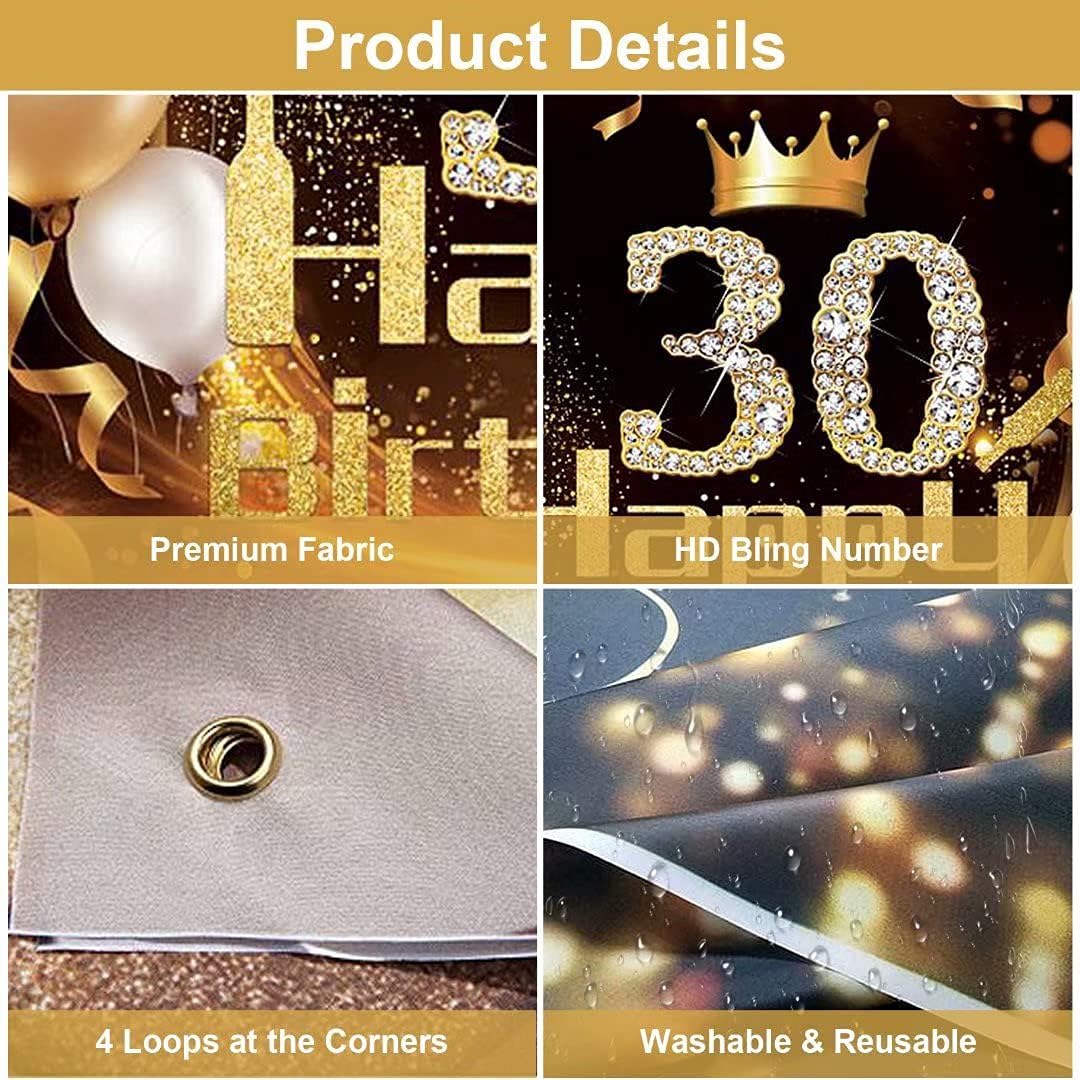 Happy 30th Birthday Banner, 30th Birthday Decoration Banner, 30th ...