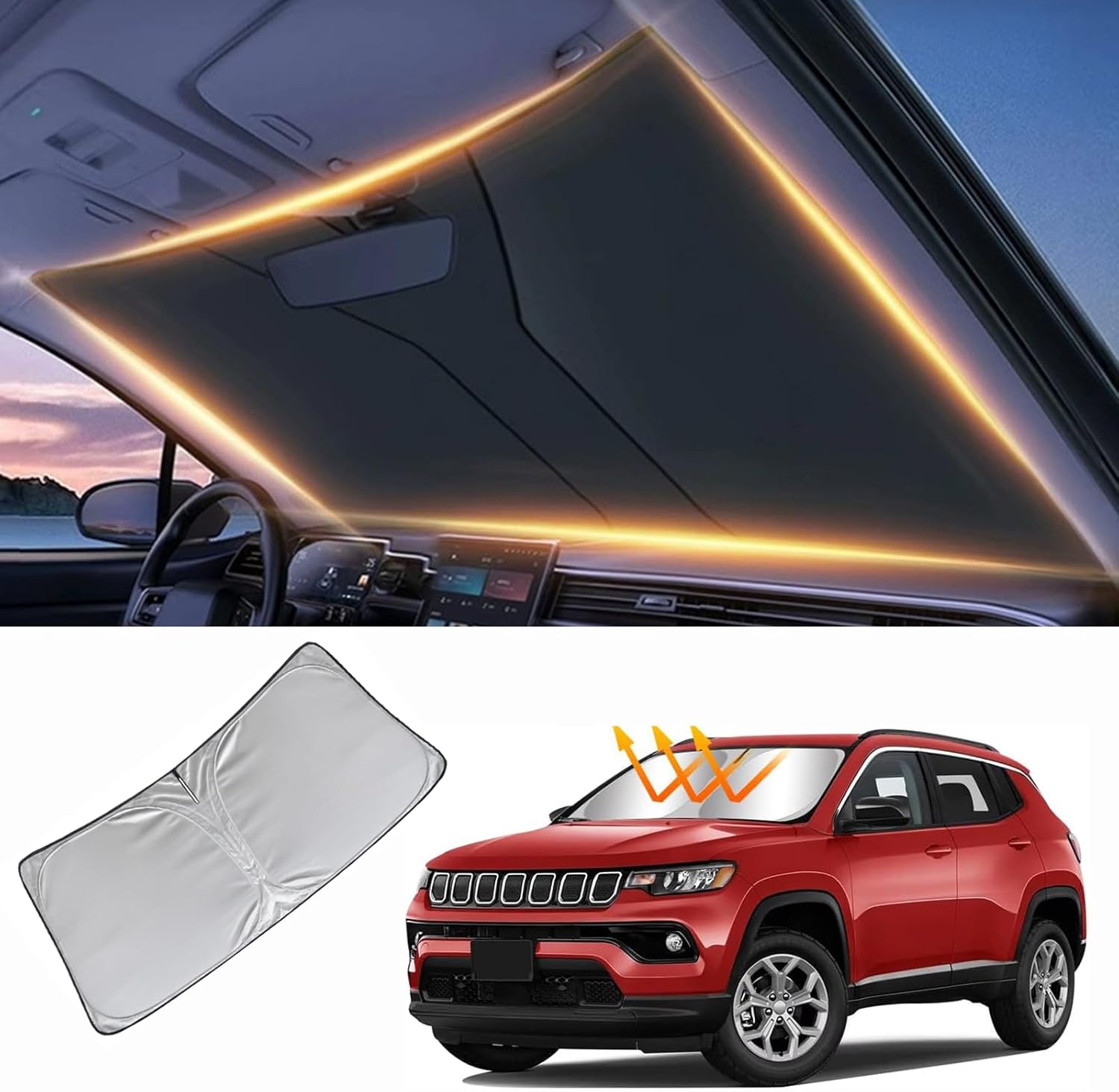 Amazon.com: Windshield Sun Shade for Jeep Compass Patriot Front Window ...