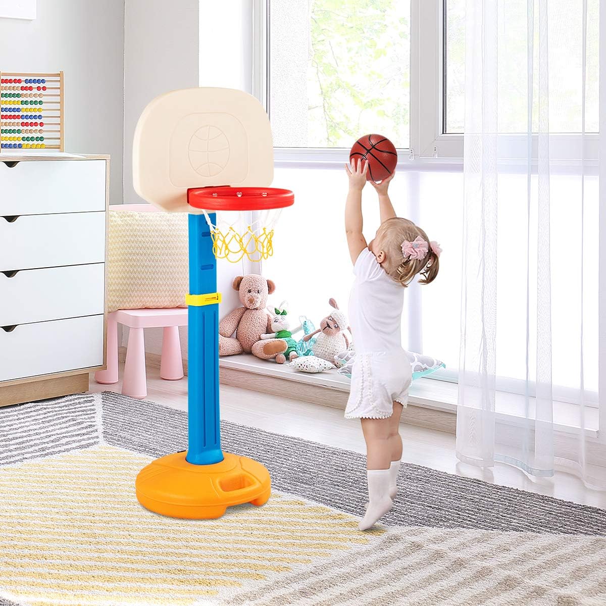 HONEY JOY Kids Basketball Stand, Basketball Hoop for Toddlers w ...