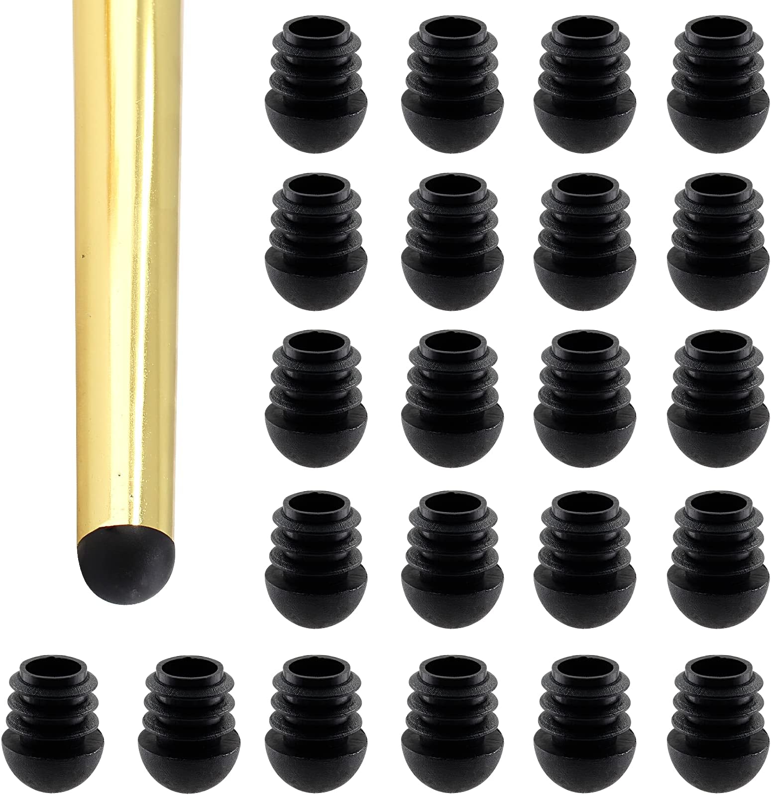 uxcell 1/2" 14mm OD Plastic Round Tube Ribbed Inserts End Cover Caps ...