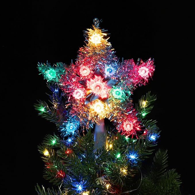 Amazon.com: LAMPHOME 9" 11LITE UL Star Tree TOP, Lighted Christmas Tree ...