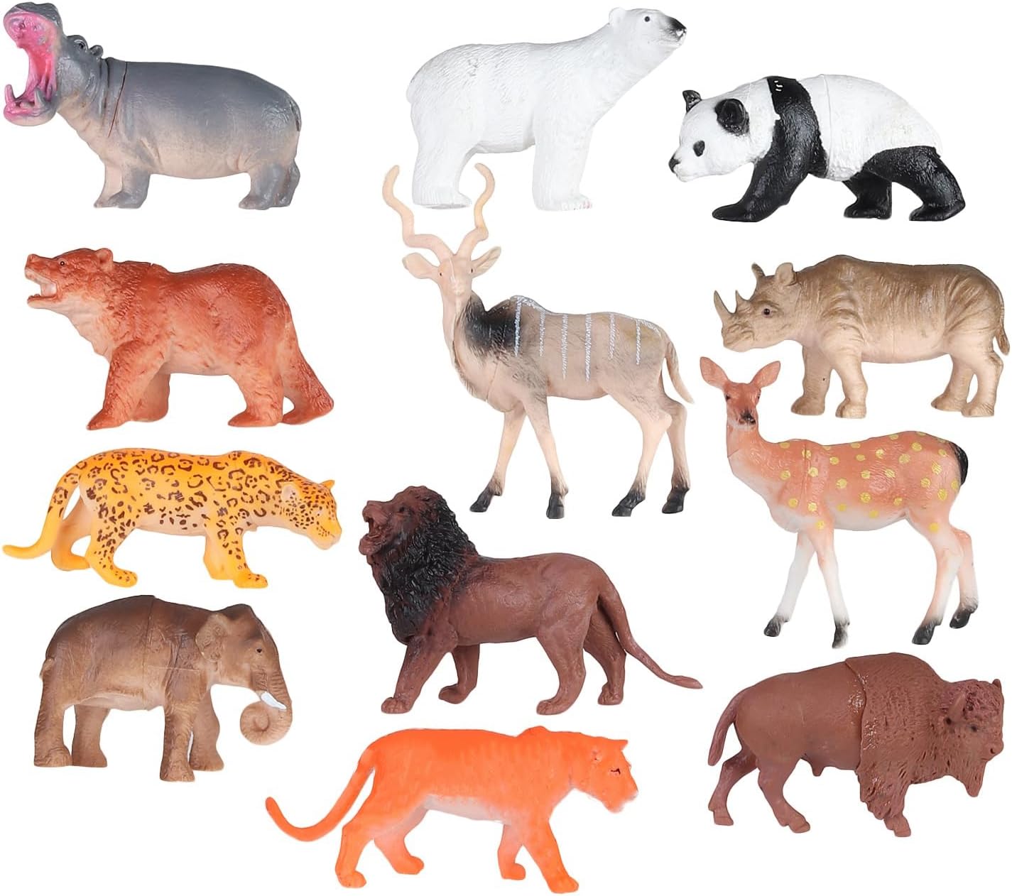 Buy SaleOn Set of 12 Big Size Wildlife Animal Toy Set, Durable PVC ...