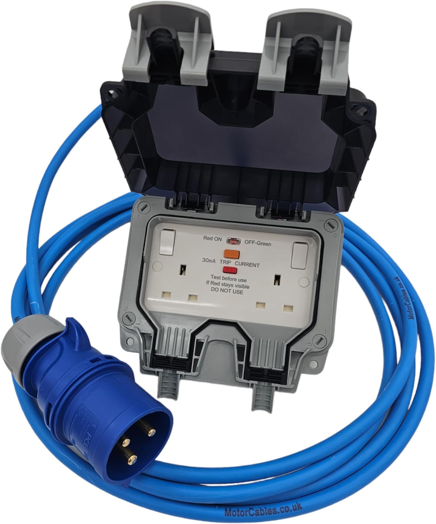 UK Made Marine Hookup CEE Plug to Twin 13A RCD Switched Sockets Power ...