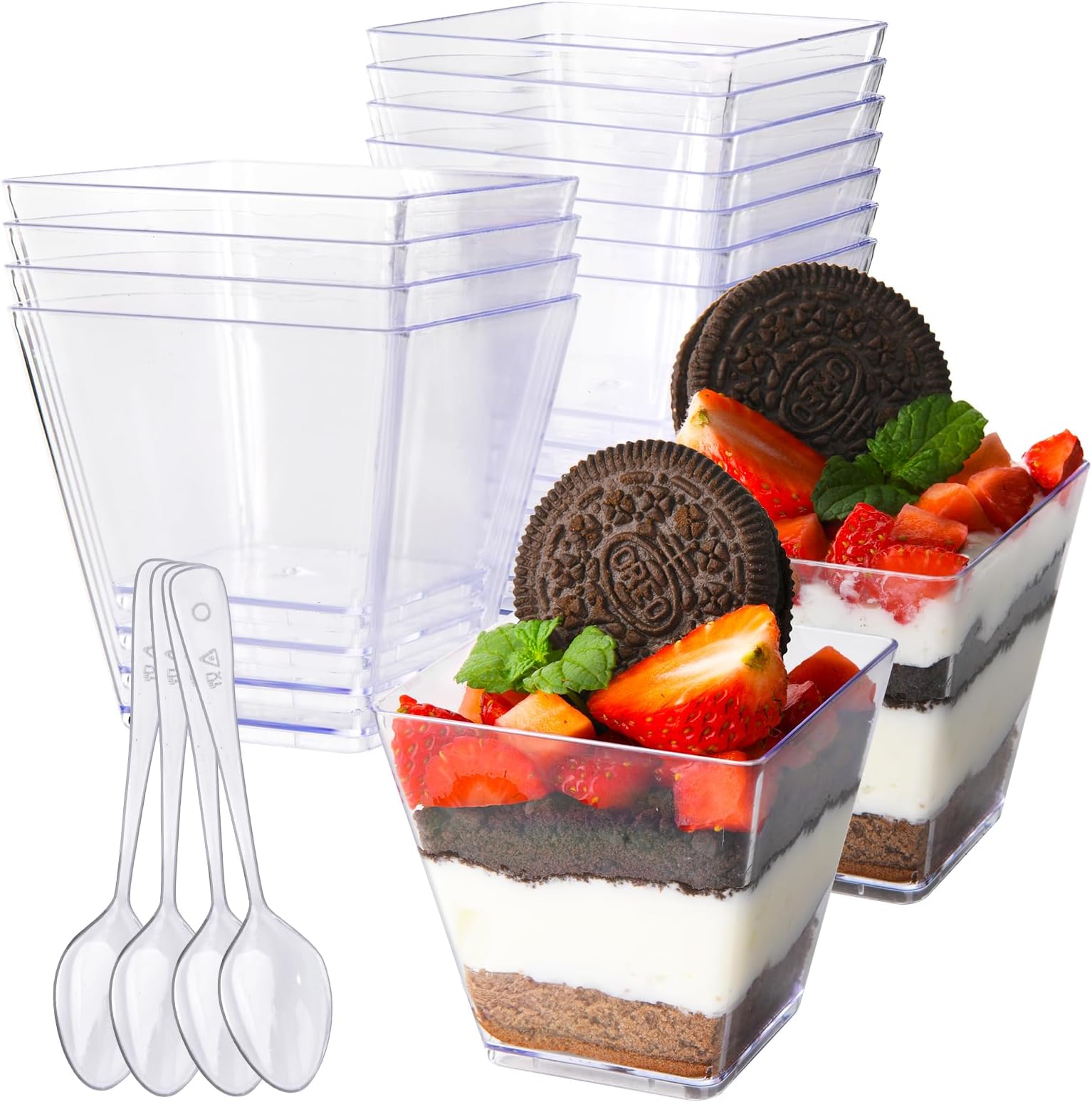 Amazon.com | MUMULULU 25 Pack 5 oz Plastic Dessert Cups with Lids and ...