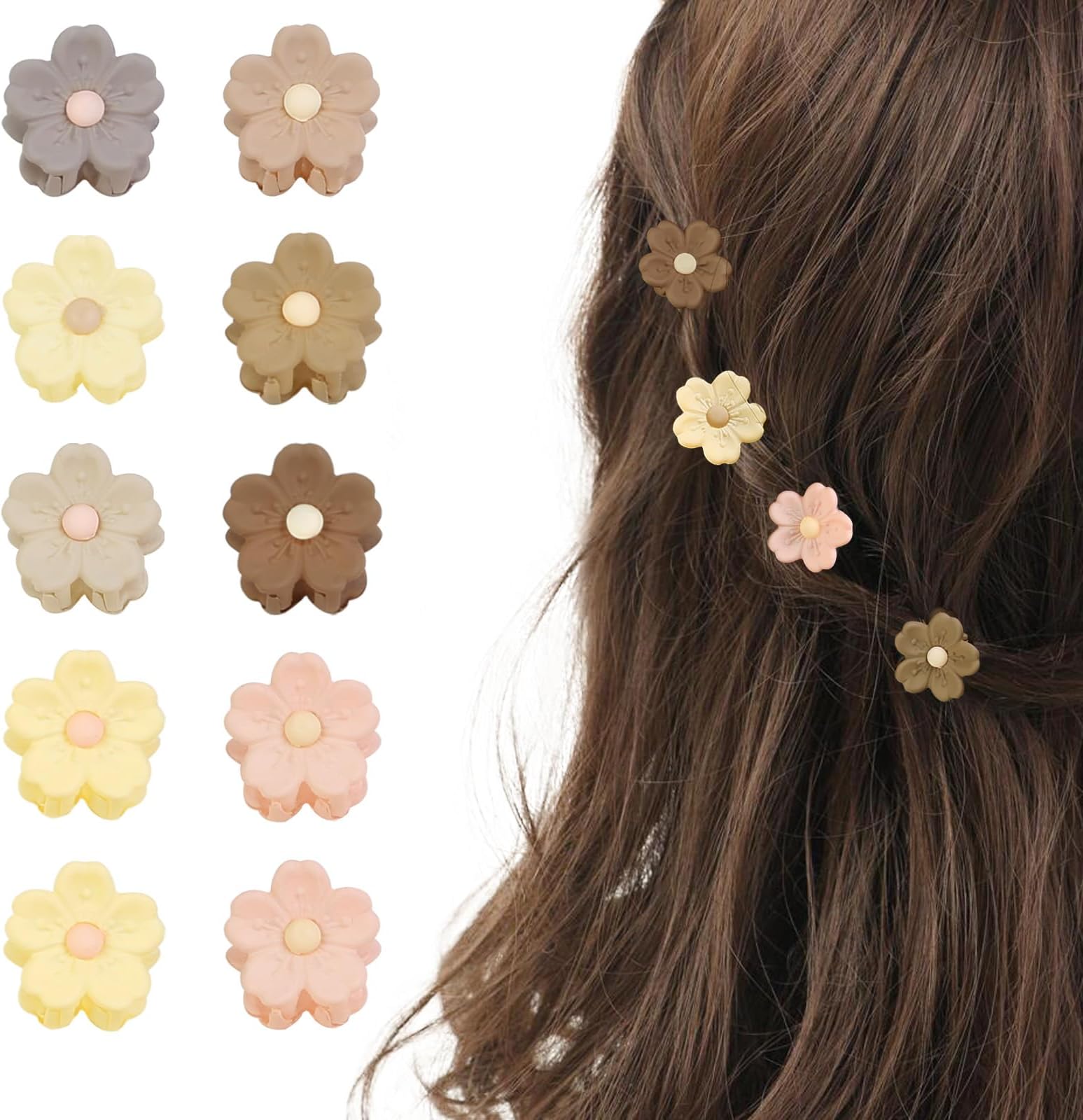 Amazon.com : YISSION 20Pcs Mini Flower Hair Claw Clips with Box ...