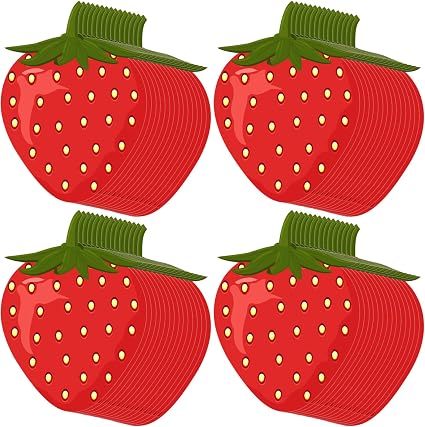 Amazon.com: 60 Pcs 6x5 in Strawberry Cutouts Sweet Berry Paper Cutouts ...