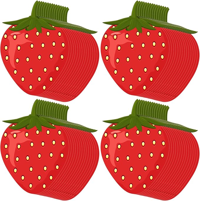 Amazon.com: 60 Pcs 6x5 in Strawberry Cutouts Sweet Berry Paper Cutouts ...