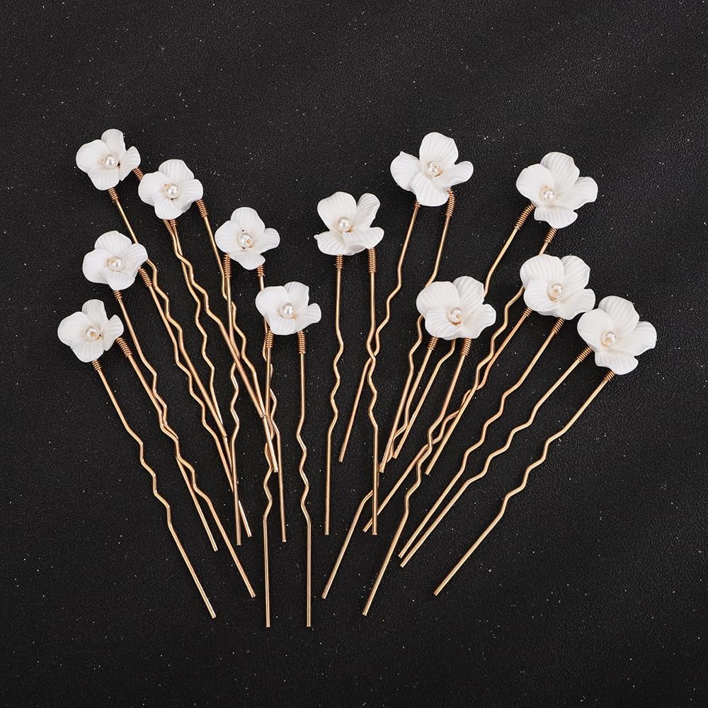 Amazon.com : Teyglen Bride Wedding Hair Pins Flower Bridal Hair Clips ...