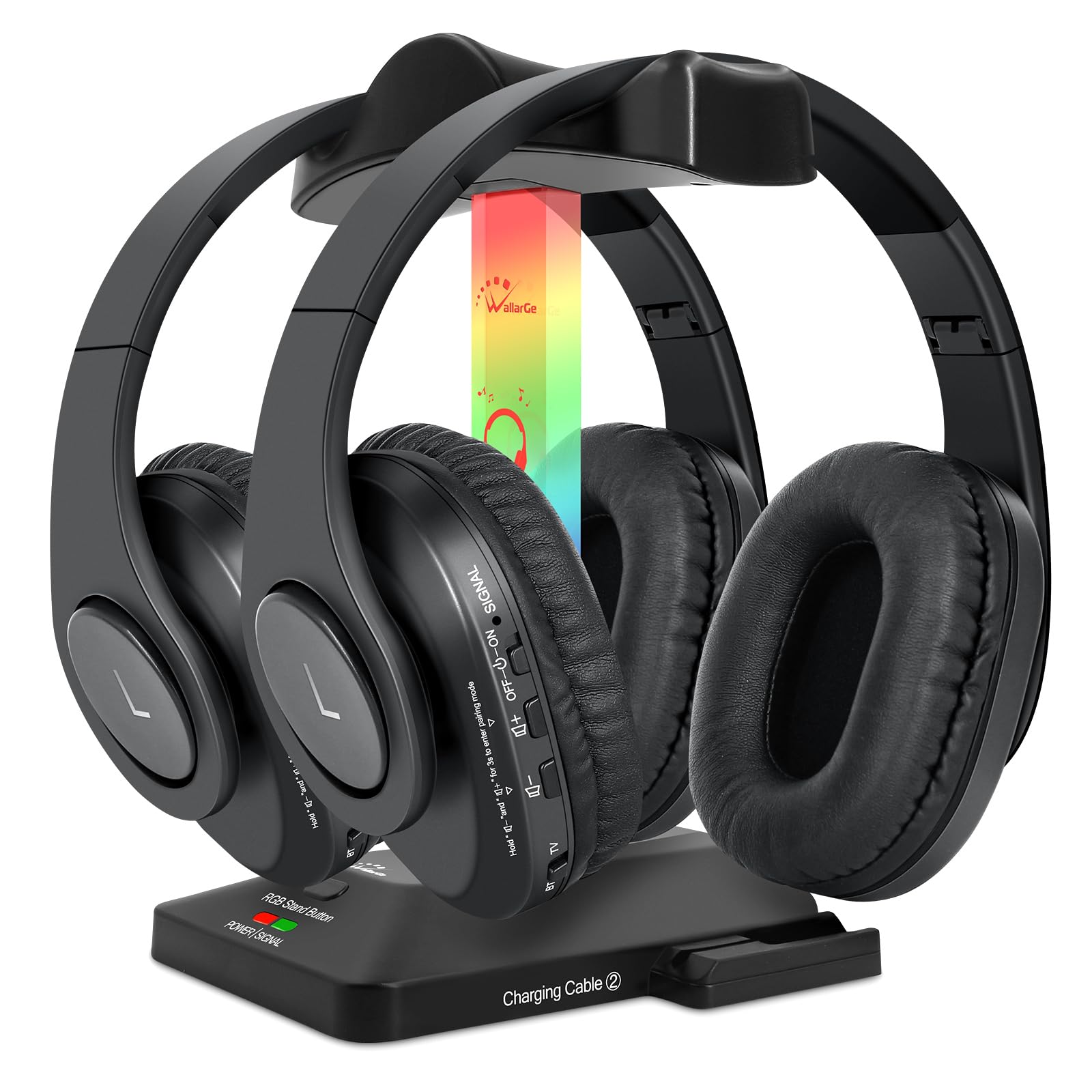 Amazon.com: WallarGe Dual Wireless Headphones for TV Watching with RF ...