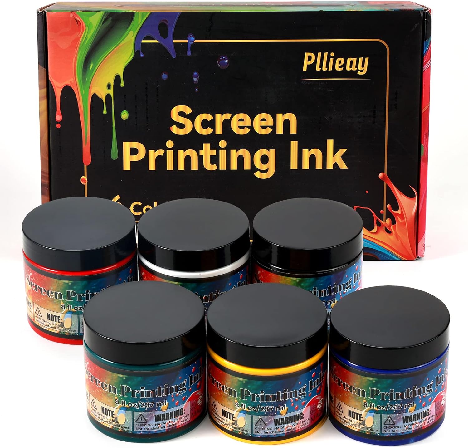 Amazon.com: Pllieay Screen Print Ink, 6 Colors 8 Ounce (237ml) Fabric ...