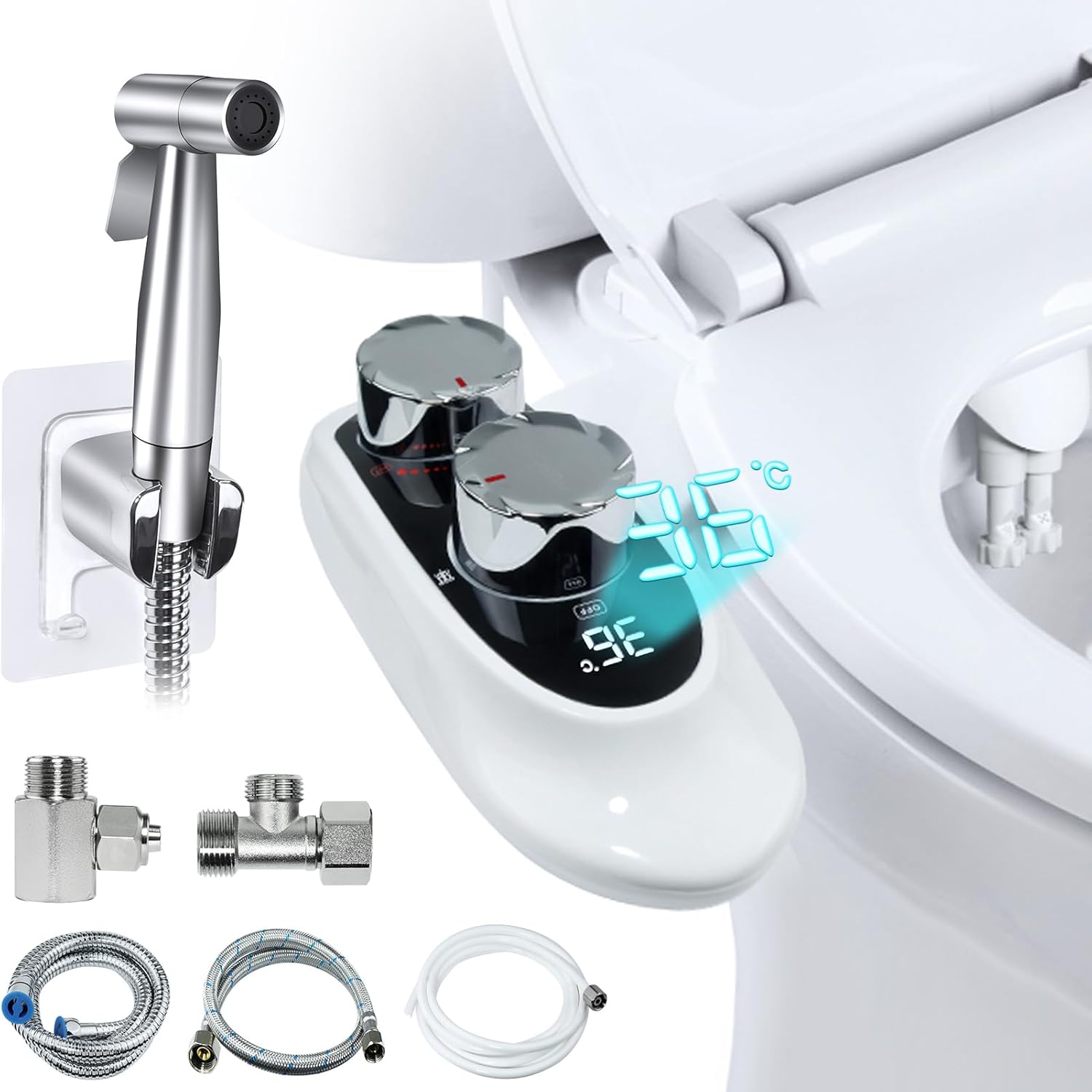 Bidet Attachment for Toilet Warm Water, 2-in-1 Non-Electric Bidet ...