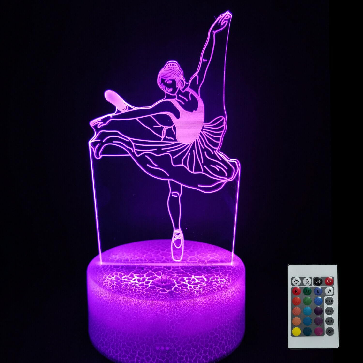 Amazon.com: 3D Ballet Girl Night Light 16 Color Change LED Powered ...