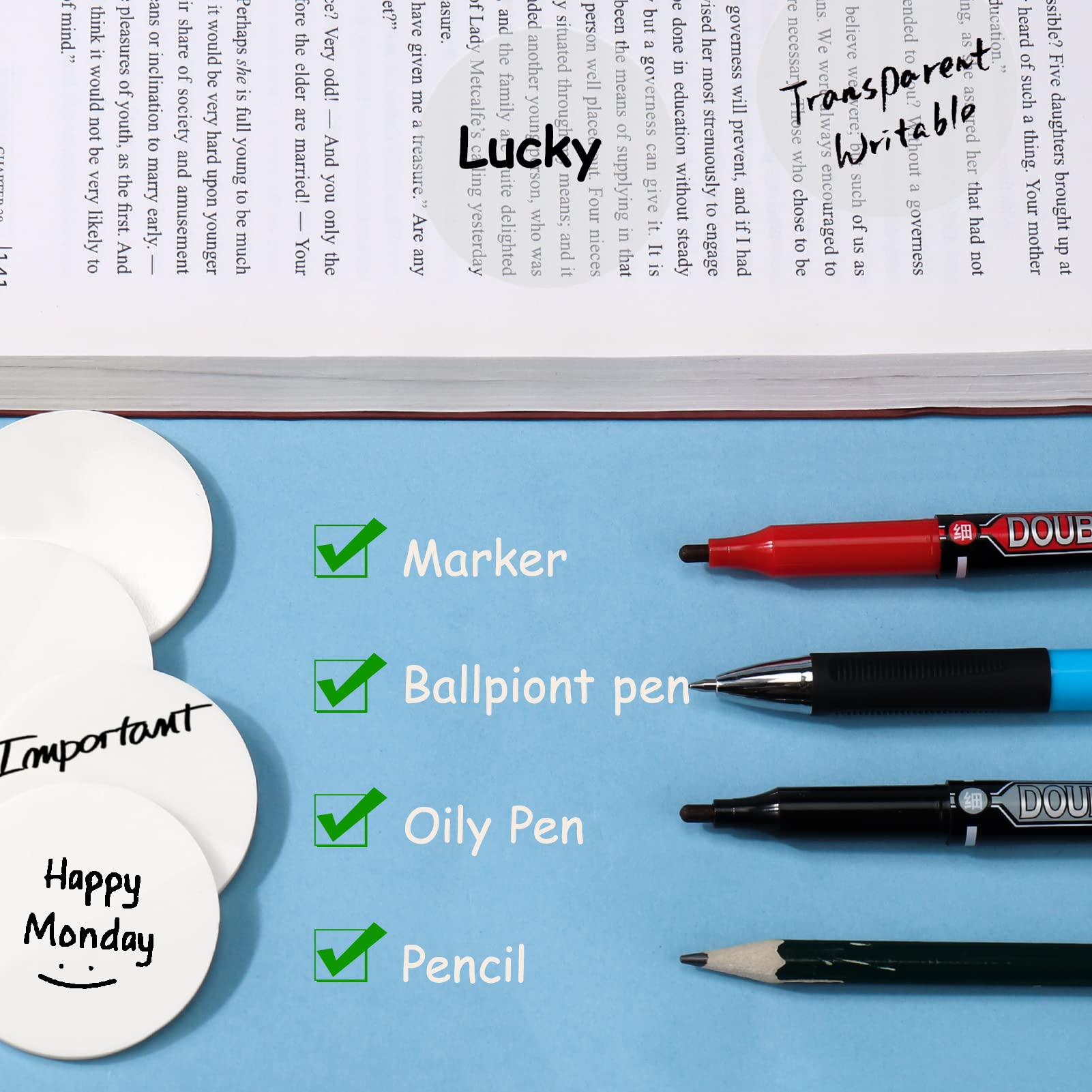 Snapklik.com : Transparent Sticky Notes, 300Pcs White Cute Round Clear ...