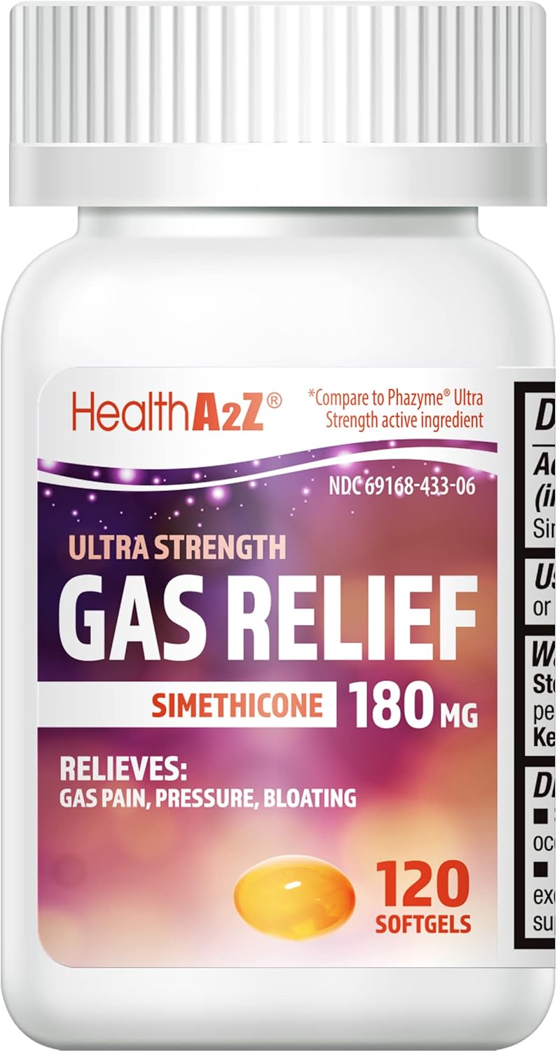 Amazon.com: HealthA2Z® Gas Relief Simethicone 180mg | Ultra Strength ...
