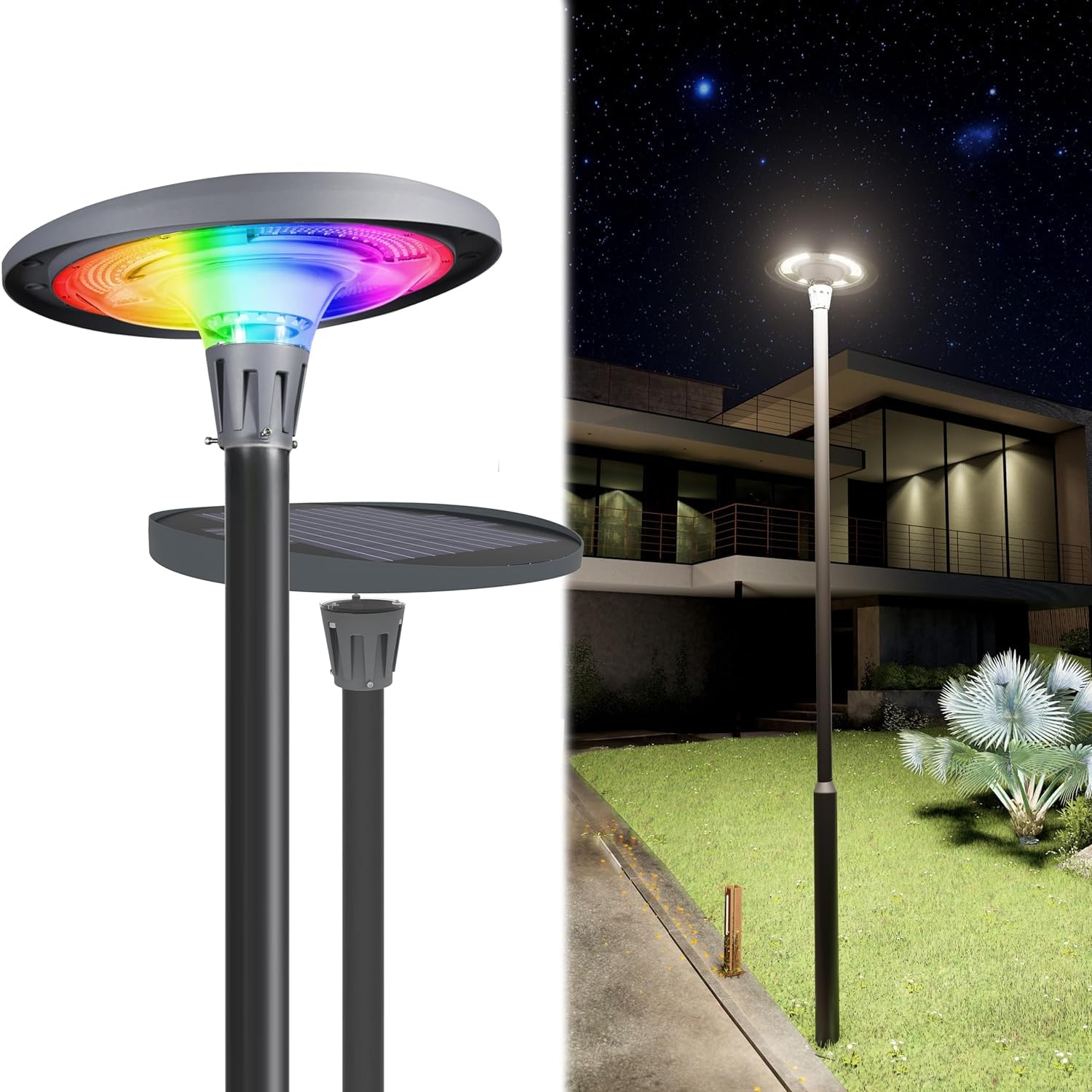 Eiowell 48000mAh Solar Street Lights Outdoor Solar Post Top Pole Lights ...