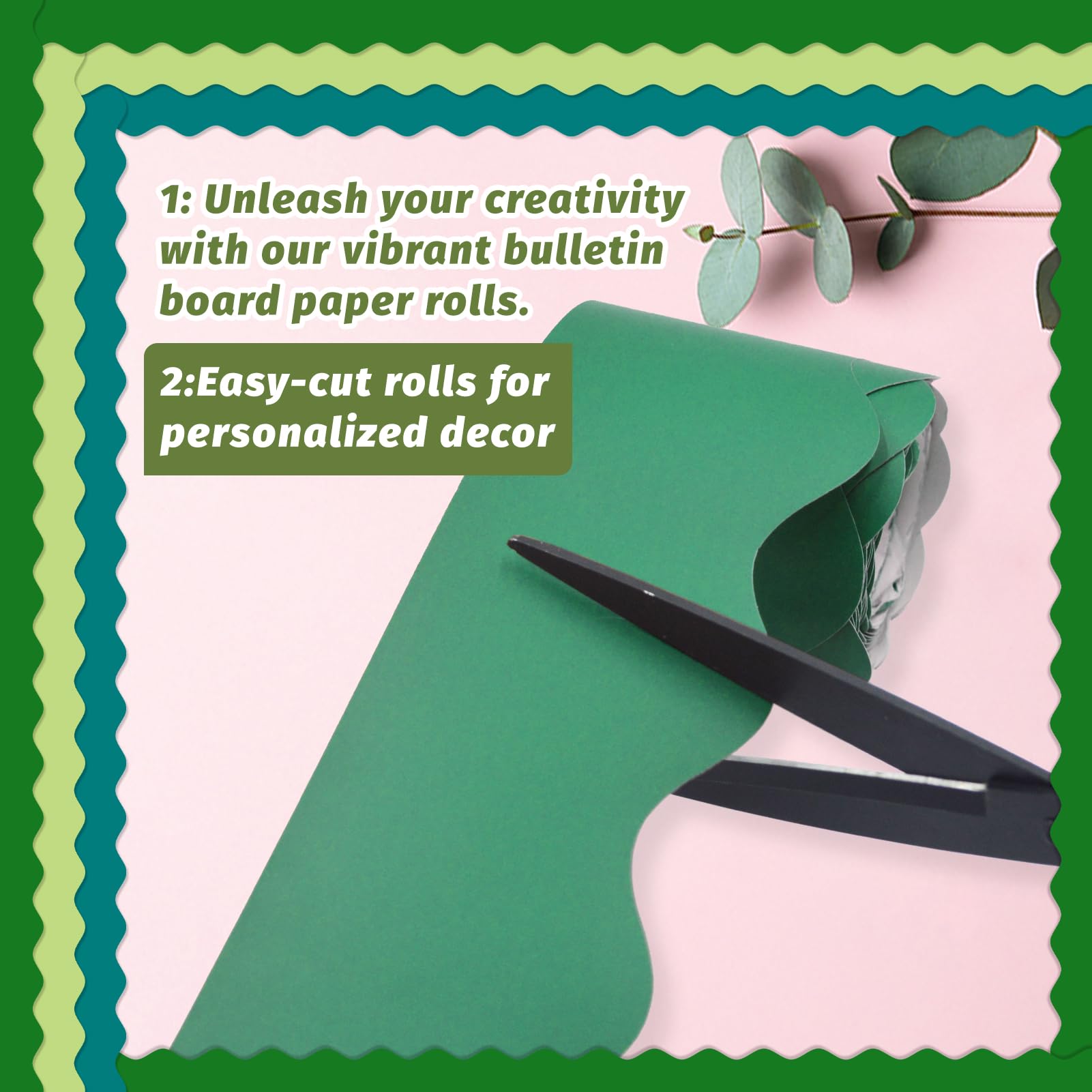 Snapklik.com : 8 Rolls 262.4 Ft Bulletin Board Borders - Green ...