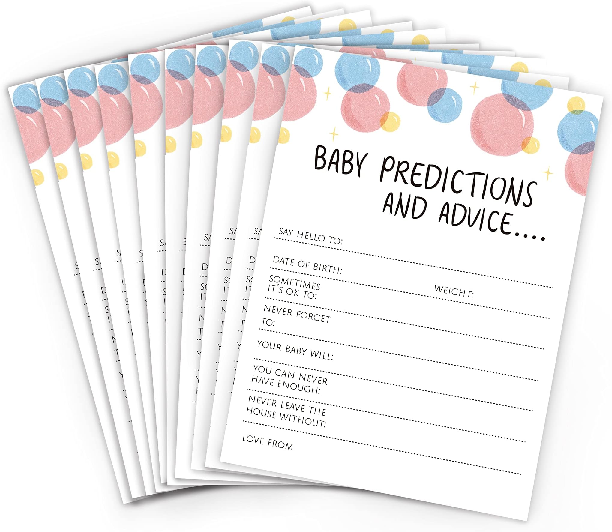 Gender Neutral Shower DPKOW 50-Pack Baby Shower Card Games - Prediction ...