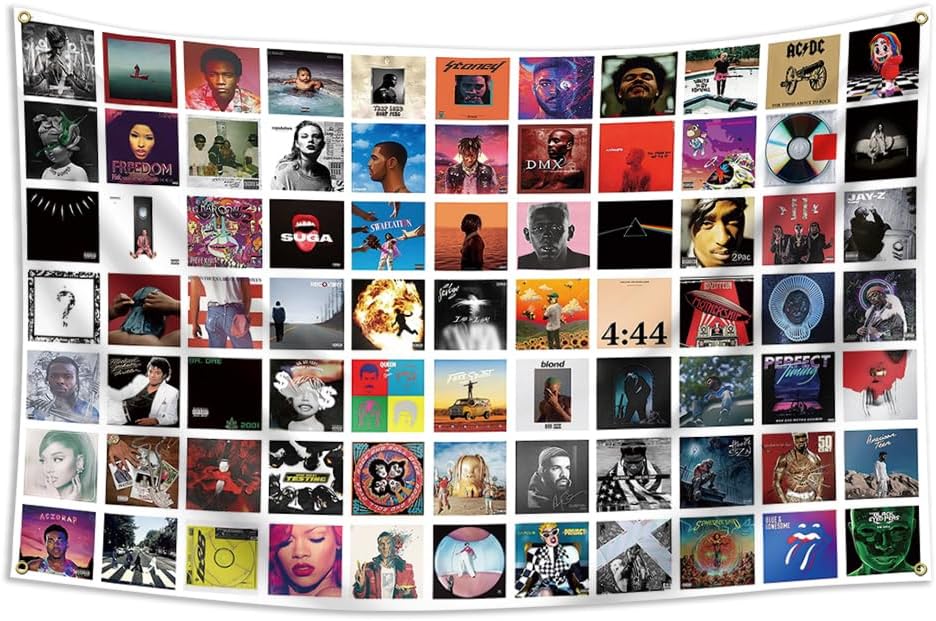 Amazon.com: RC-CENTOO Album Cover Tapestry Rapper Flags Singer Music ...
