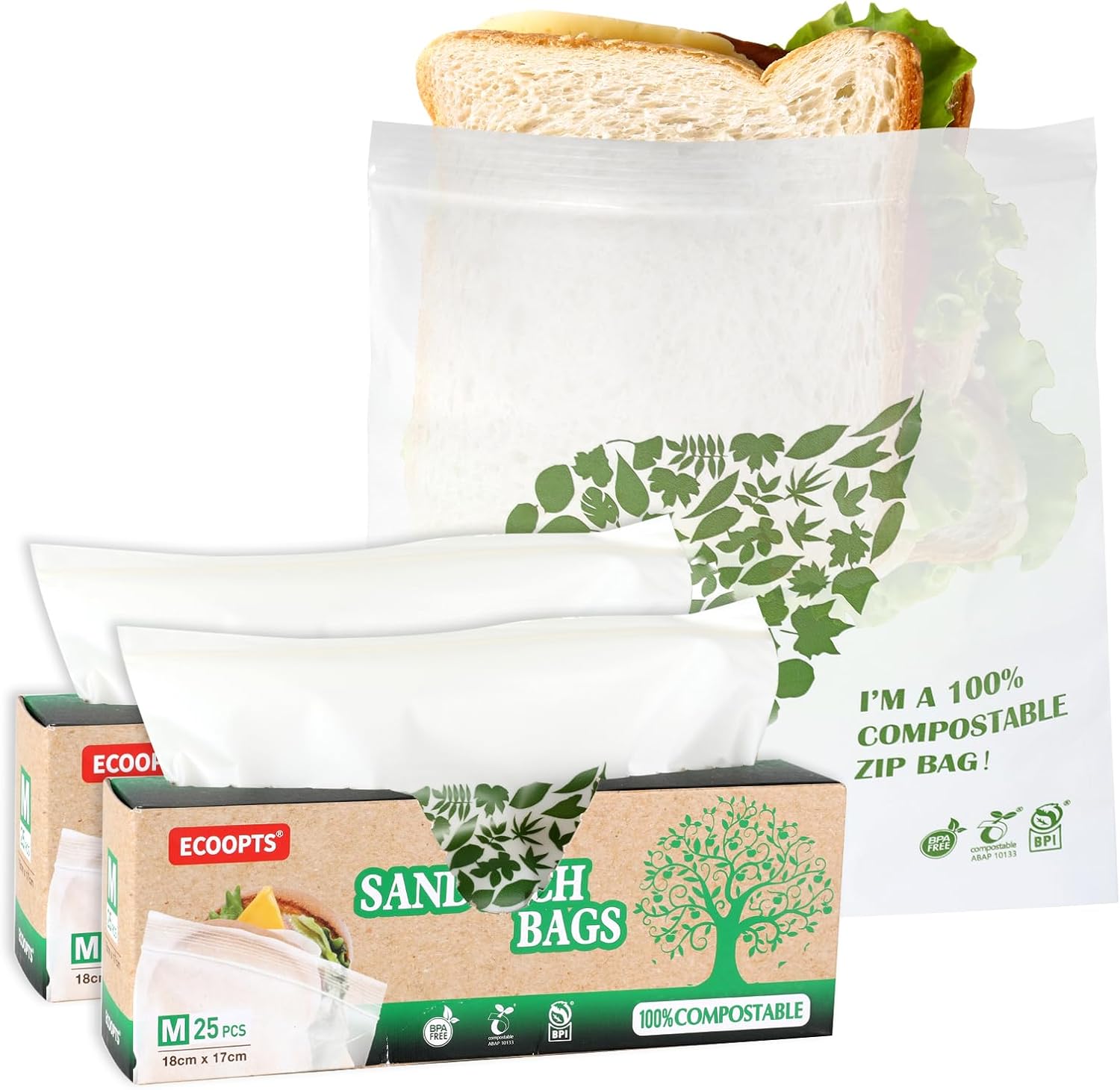 100% Compostable Large Zip Bag | Eco-friendly Food Storage | Freezer ...