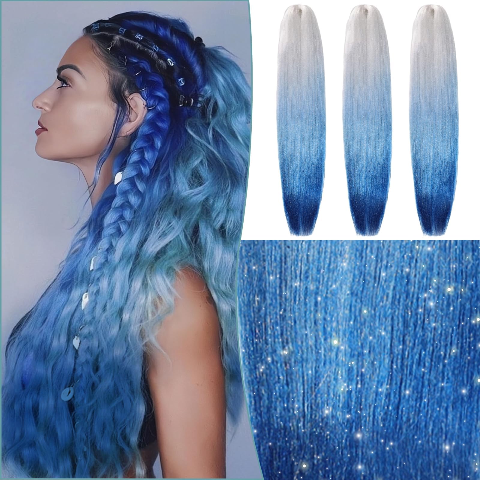 Amazon.com : EMMOR Pre Stretched Braiding Hair 3 Packs Braid Crochet ...