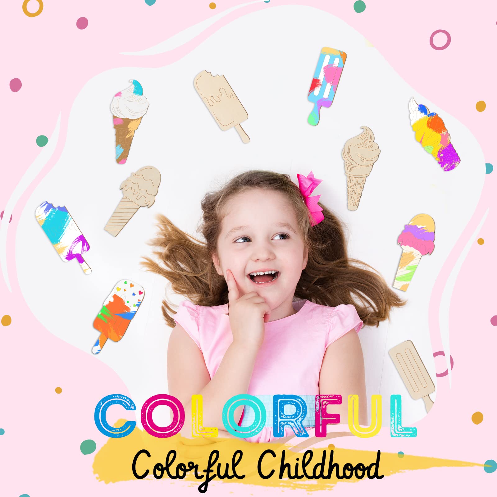 Snapklik.com : Chunful 30 Pieces Ice Cream Wood Cutouts Crafts Bulk ...