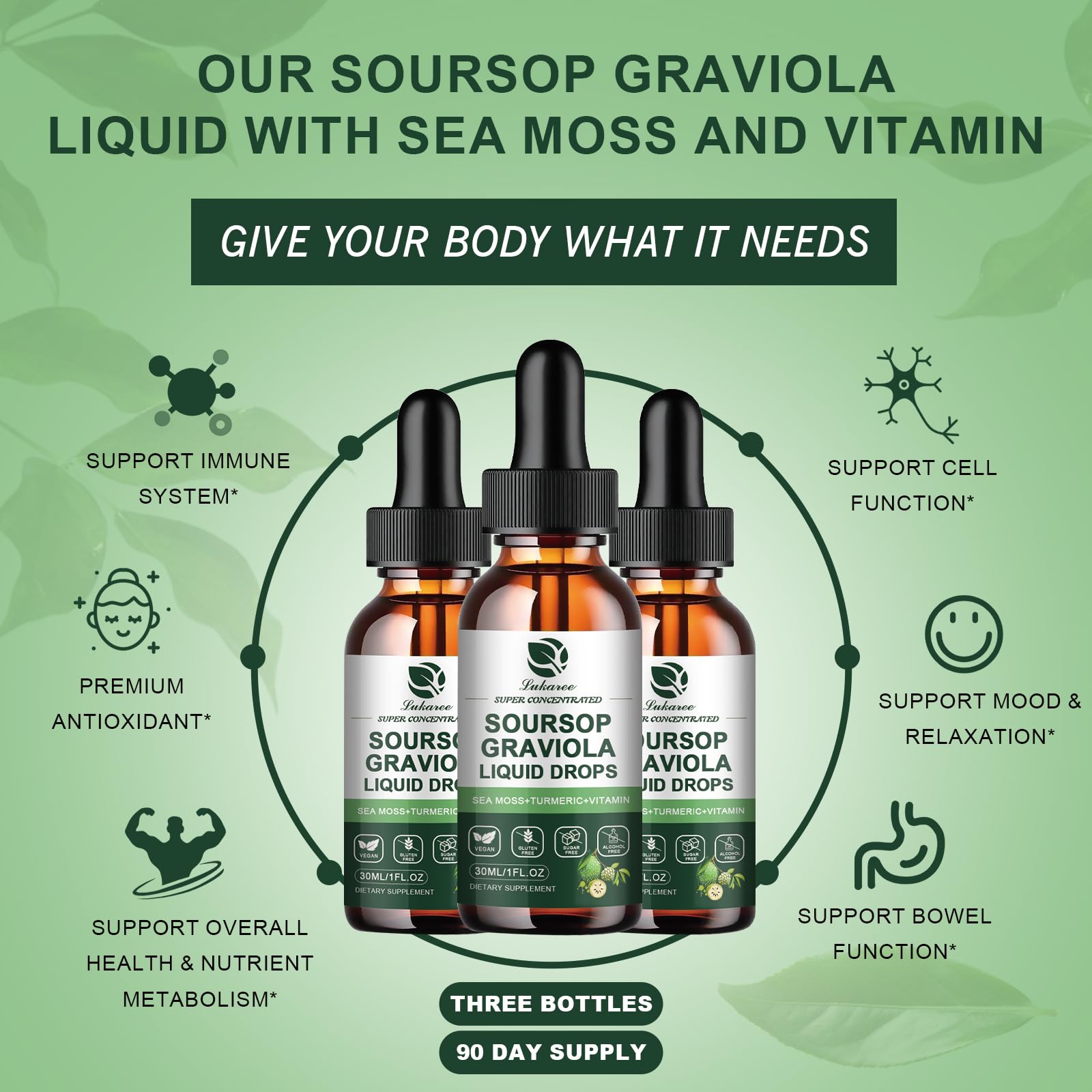 Snapklik.com : (3 Pack) Soursop Graviola Leaf Extract Liquid Drop Plus ...